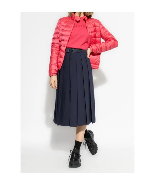 Moncler Lans Down Jacket With Horizontal Stitching And Flip Pockets - Pink