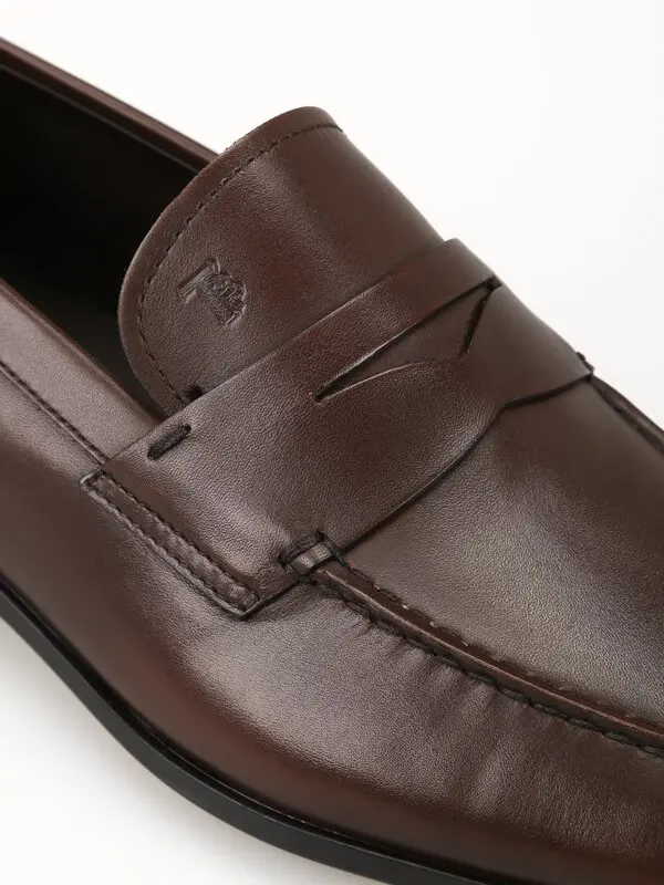 TOD'S Penny Bar Slip-on Loafers - Brown