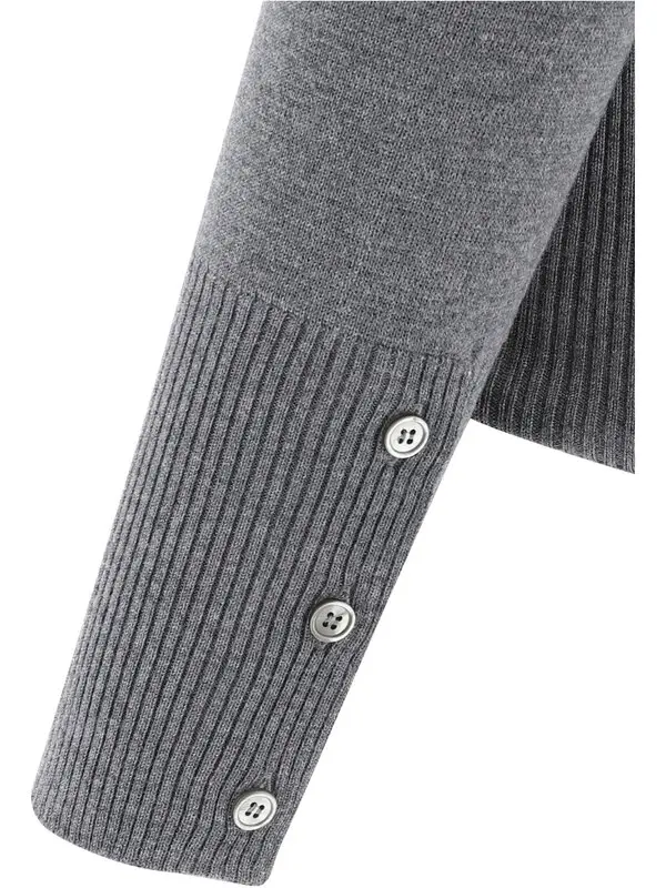 Thom Browne 4-bar V-neck Cardigan - Medium Grey
