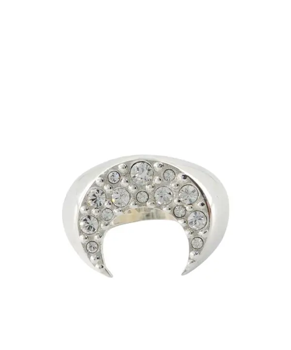 MARINE SERRE Crescent Moon Gemstone Ring - Silver
