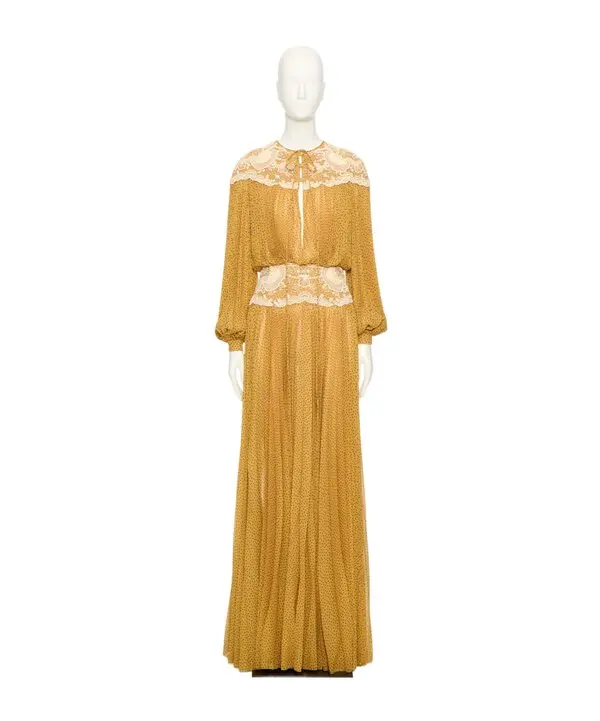 Valentino Garavani Long Sleeve Lace-up Dress - Brown