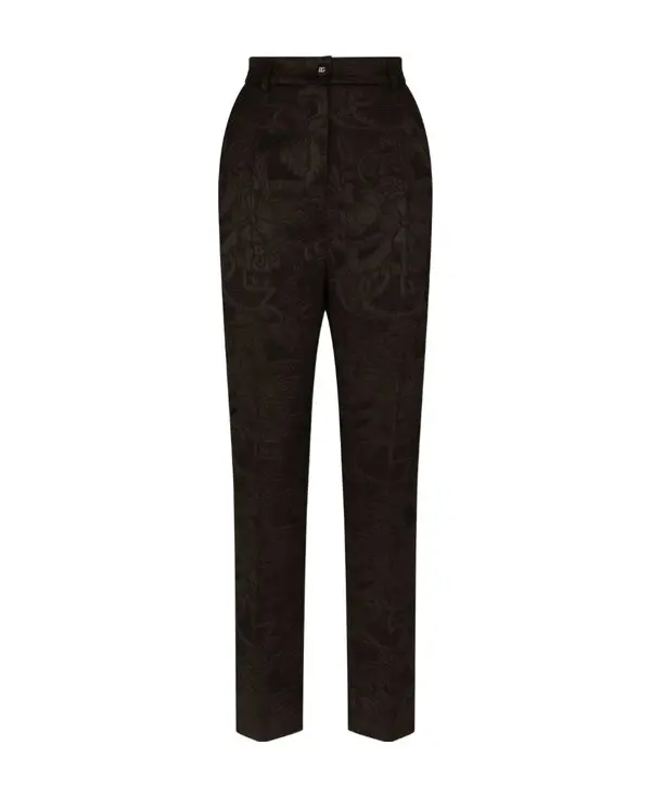 Dolce & Gabbana Floral Appliqué Tapered Trousers - Black