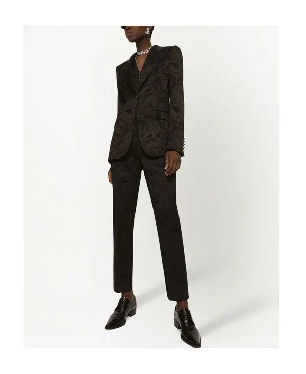 Dolce & Gabbana Floral Appliqué Tapered Trousers - Black