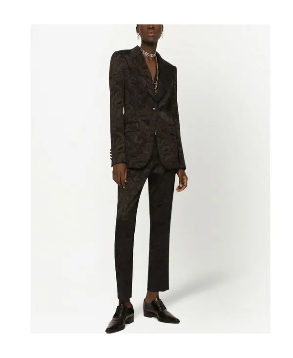 Dolce & Gabbana Floral Appliqué Tapered Trousers - Black