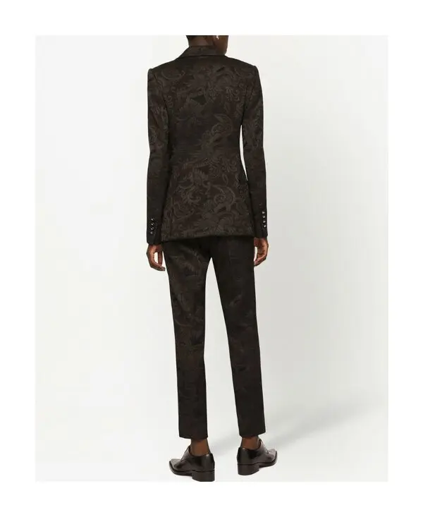 Dolce & Gabbana Floral Appliqué Tapered Trousers - Black