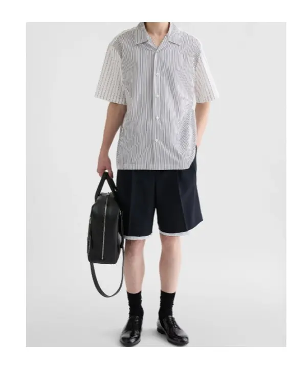 JIL SANDER Double-layer Pleated Shorts - Dark Blue