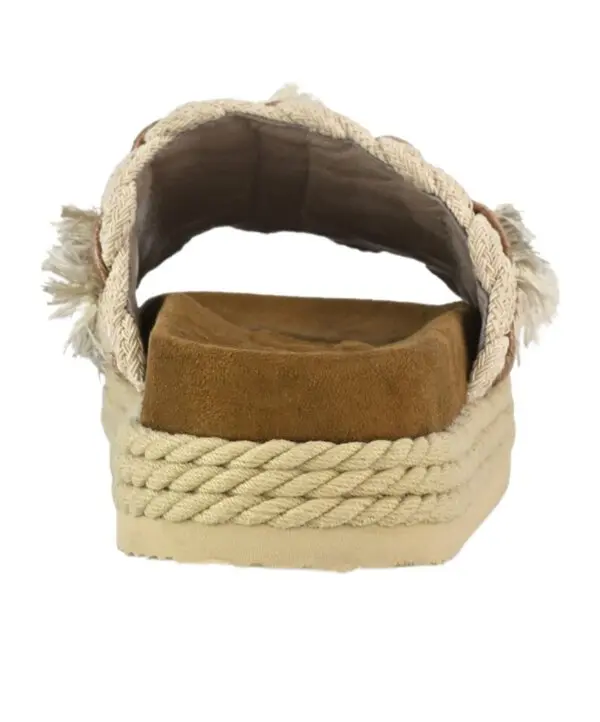 Mou Monoband Rope Fringed Sandals - Beige