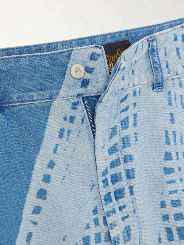 Loewe Baggy Jeans In Denim With Laser Printed Fishing Net Pattern