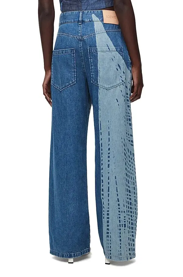 Loewe Baggy Jeans In Denim With Laser Printed Fishing Net Pattern
