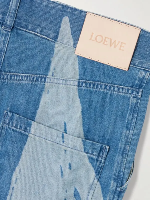 Loewe Baggy Jeans In Denim With Laser Printed Fishing Net Pattern