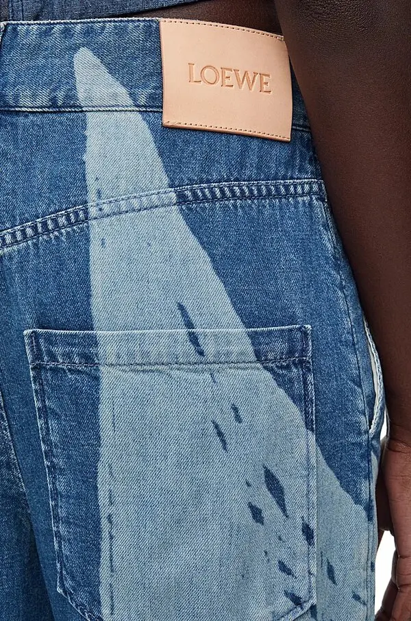 Loewe Baggy Jeans In Denim With Laser Printed Fishing Net Pattern