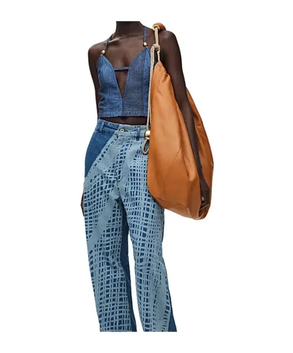 Loewe Baggy Jeans In Denim With Laser Printed Fishing Net Pattern