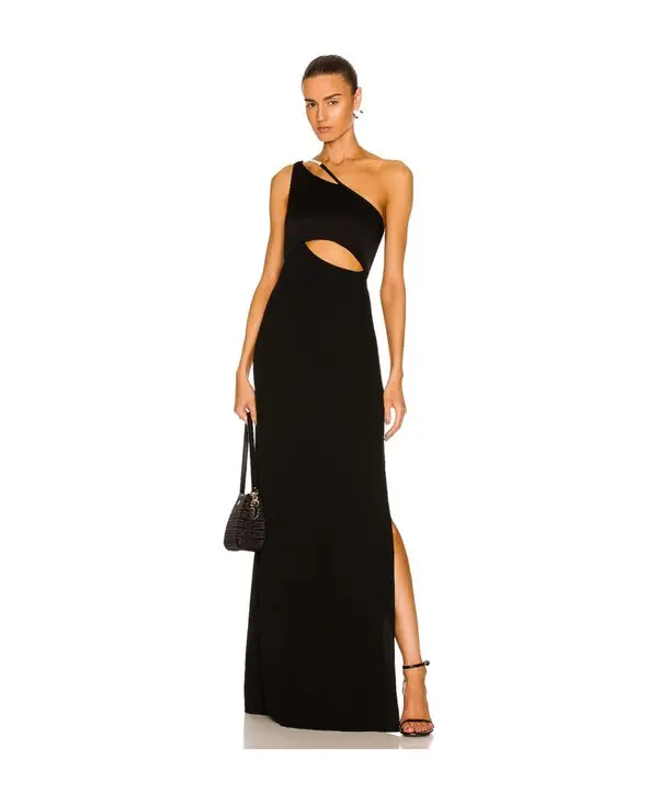 Givenchy One-shoulder Cut-out Gown - Black
