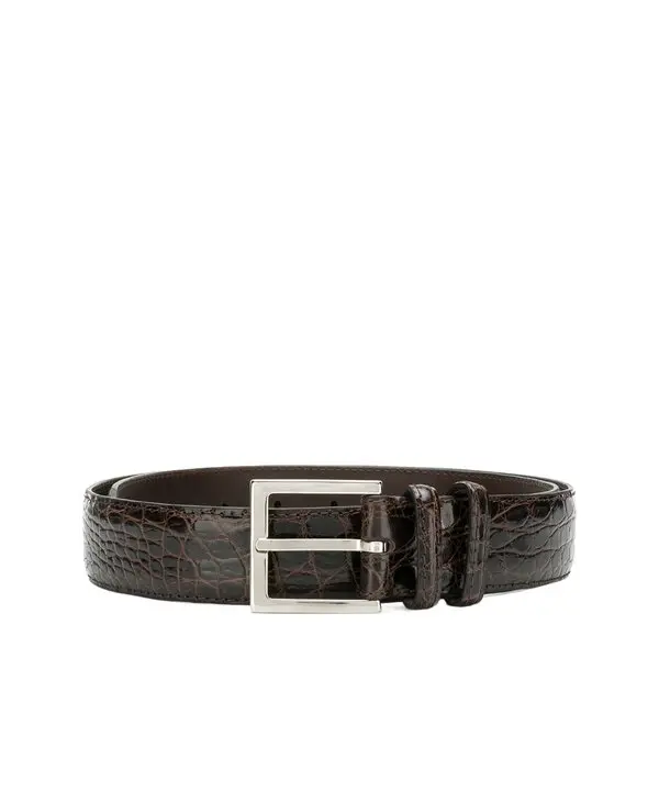 ORTIGNI Embossed Buckled Belt - Black