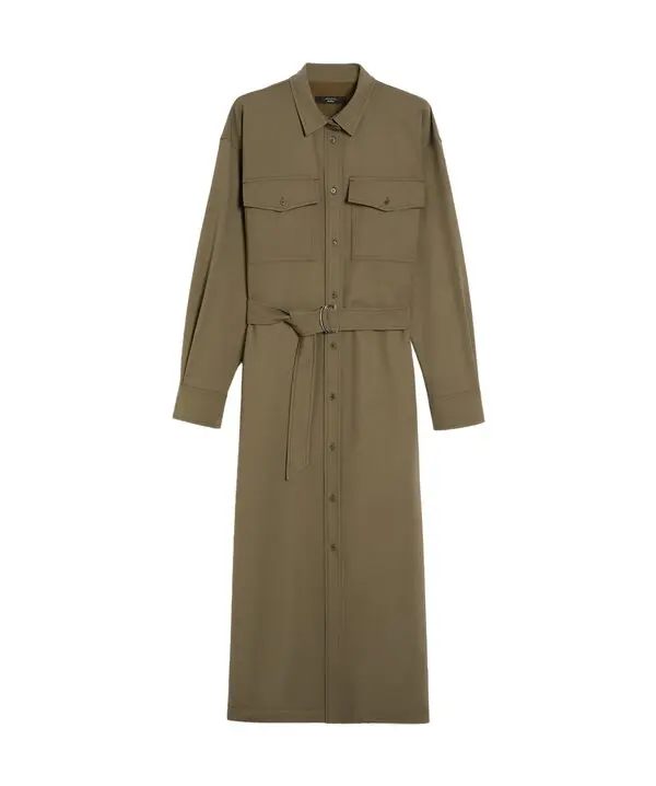Max Mara Gabardine Wool Shirt Dress - No