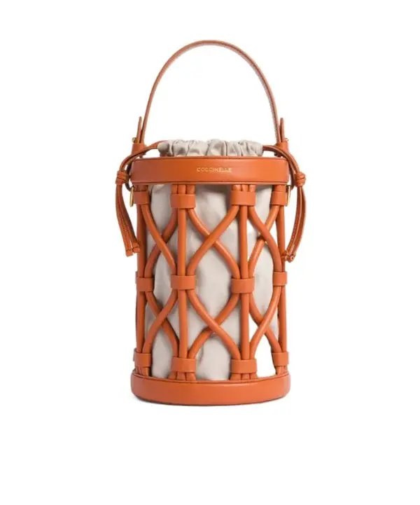 COCCINELLE Woven Bucket Bag With Drawstring Pouch