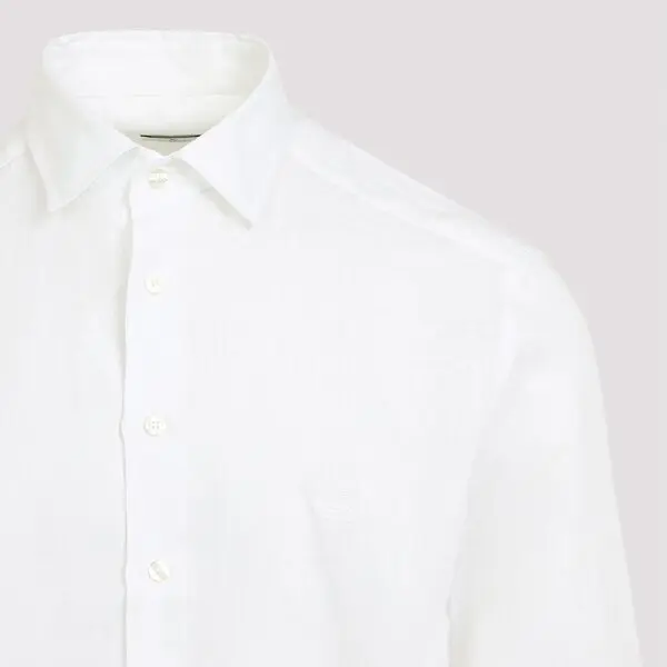 Etro Logo Embroidered Long Sleeved Shirt - White