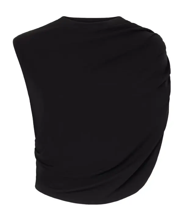 Cult Gaia Celene Pleated Crepe Top - Black