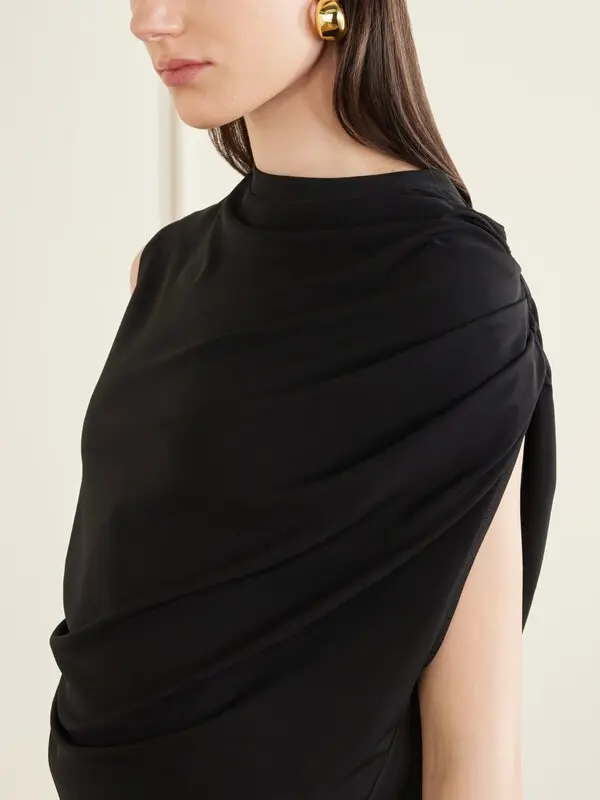 Cult Gaia Celene Pleated Crepe Top - Black