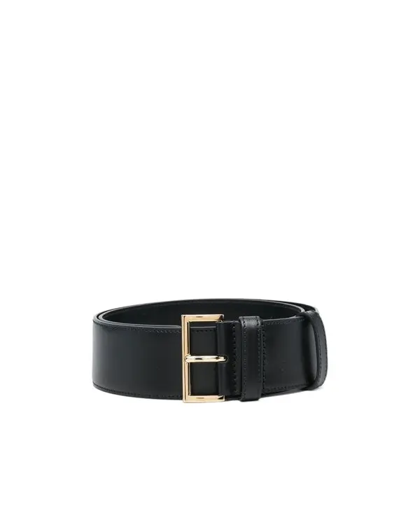 Prada Triangle Logo Leather Belt - Black
