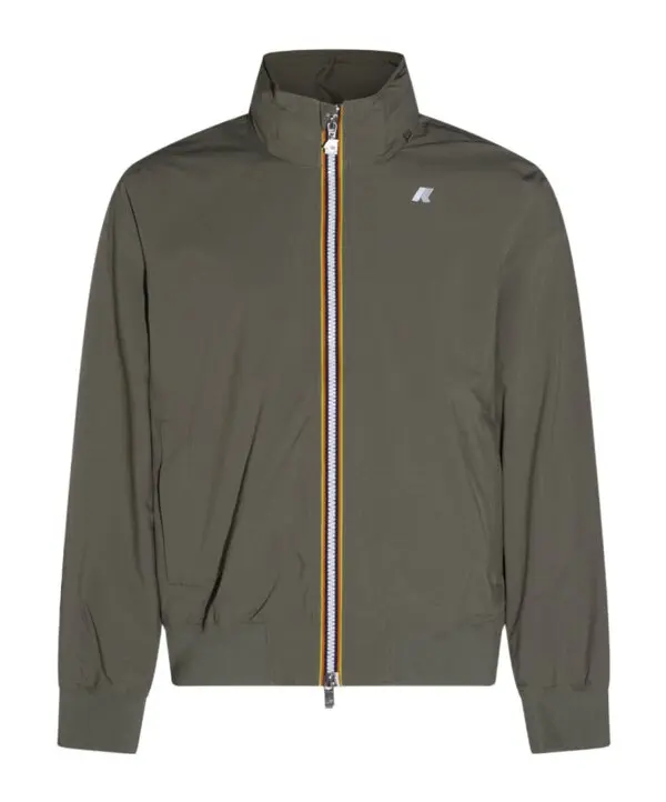 K-WAY Striped Zip Stand-collar Jacket - Black