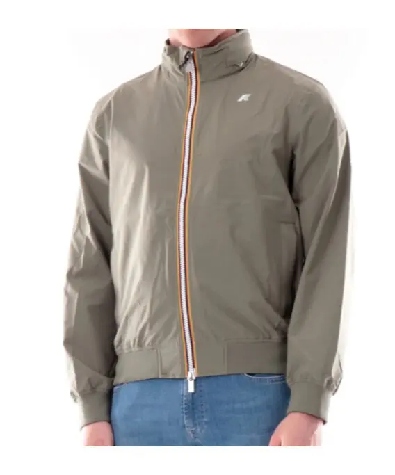 K-WAY Striped Zip Stand-collar Jacket - Black