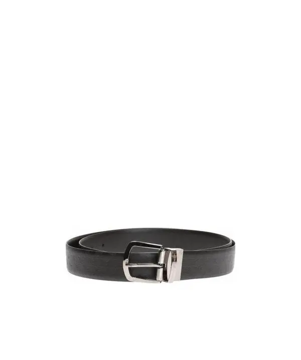 Emporio Armani Logo Embossed Buckle-fastened Belt - Black