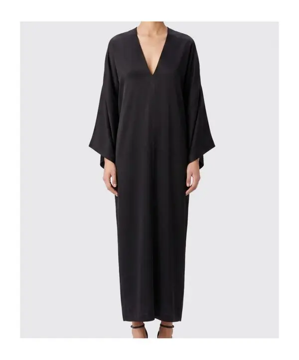 THOM KROM Maxi Dress With V-neck And Three-quarter Sleeves