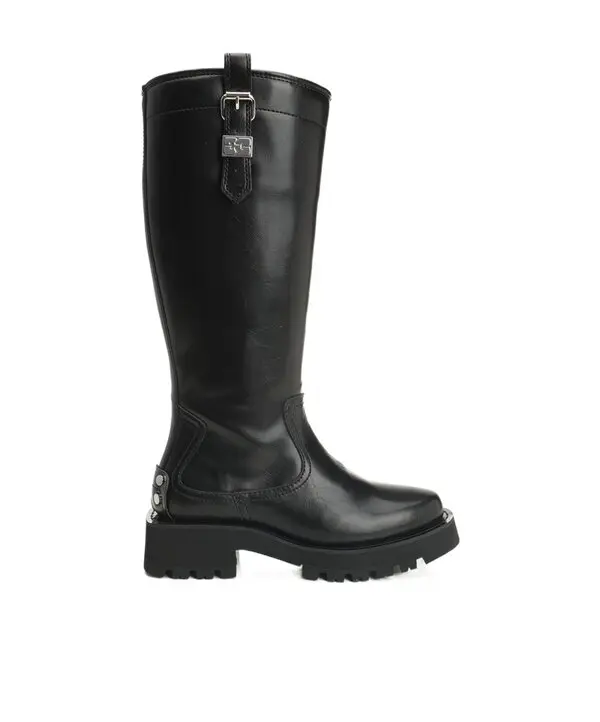 GANNI High Boots In Oleatex With Side Zip Detail - Black