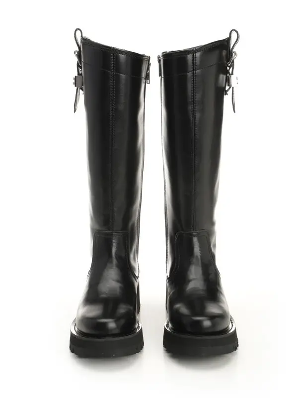 GANNI High Boots In Oleatex With Side Zip Detail - Black