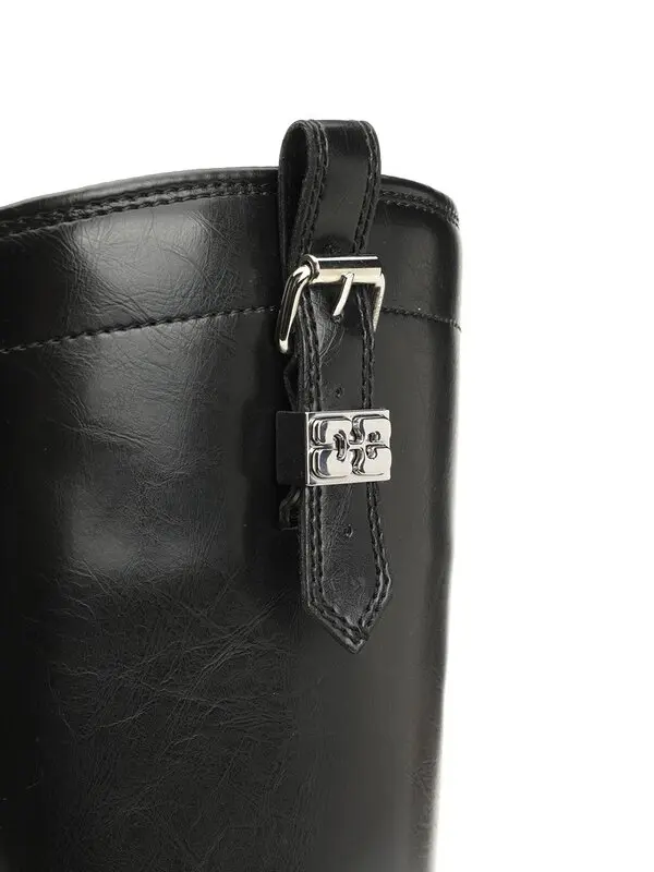 GANNI High Boots In Oleatex With Side Zip Detail - Black