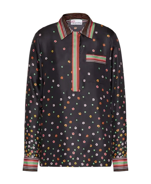 Red Valentino Floral Print Silk Shirt