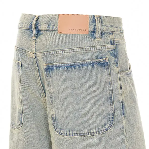 SUNFLOWER Vintage Wide-leg Denim Shorts - Gray