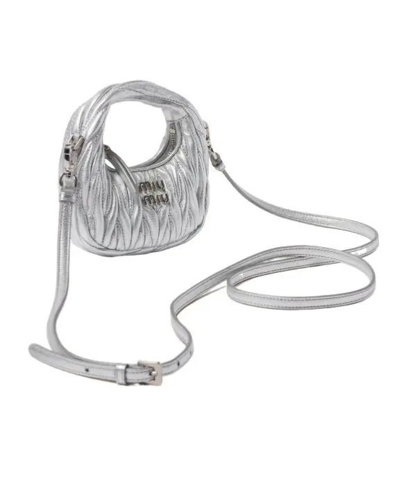 Miu Miu Wander Matelassé Nappa Leather Micro Hobo Bag