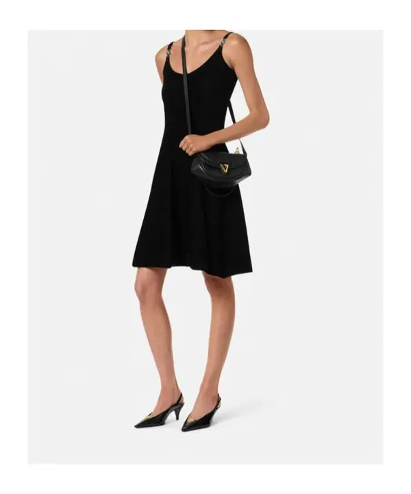 Versace Virtus Small Shoulder Bag - Black