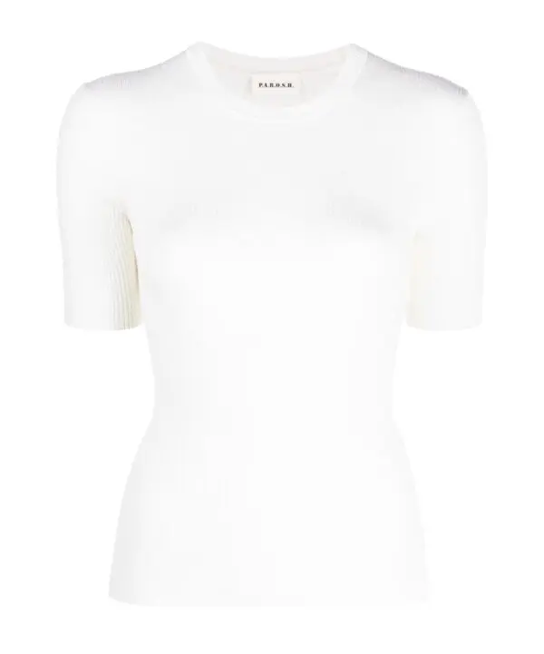 P.a.r.o.s.h Ribbed Short-sleeved Sweater - White