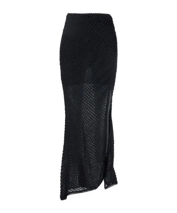 Charo Ruiz Ibiza Erin Long Skirt With Side Slit - Black