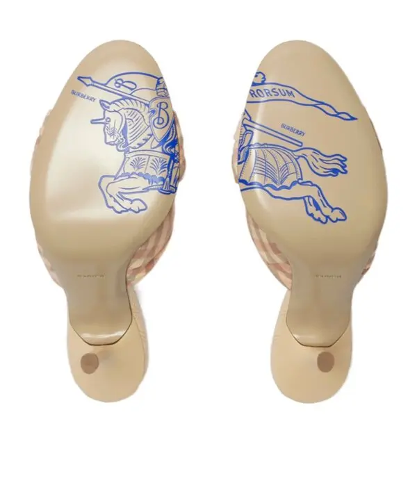 Burberry Checked Rose Detail Mules - Teacup