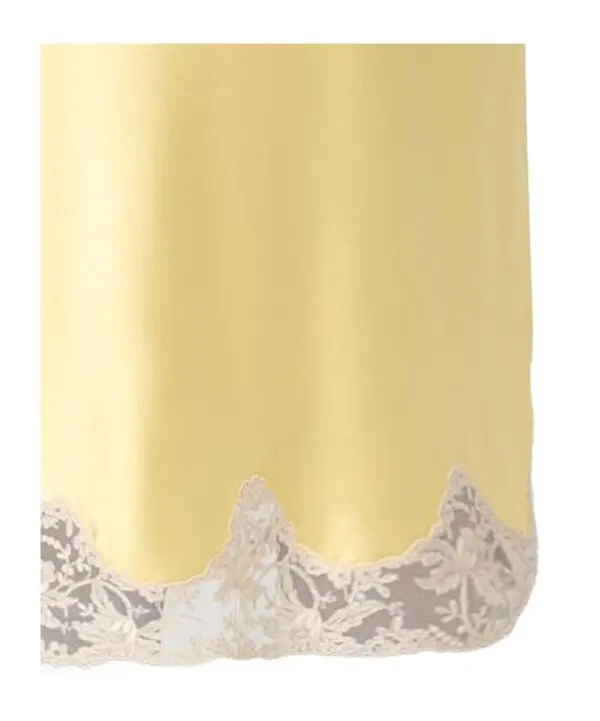 Saint Laurent Lace Trim Satin Midi Skirt - Yellow