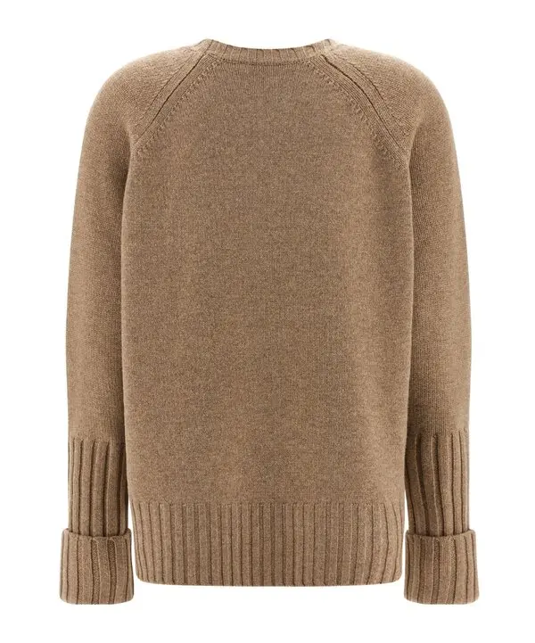 Tory Burch Crewneck Knitted Jumper With Embroidered Side Slits