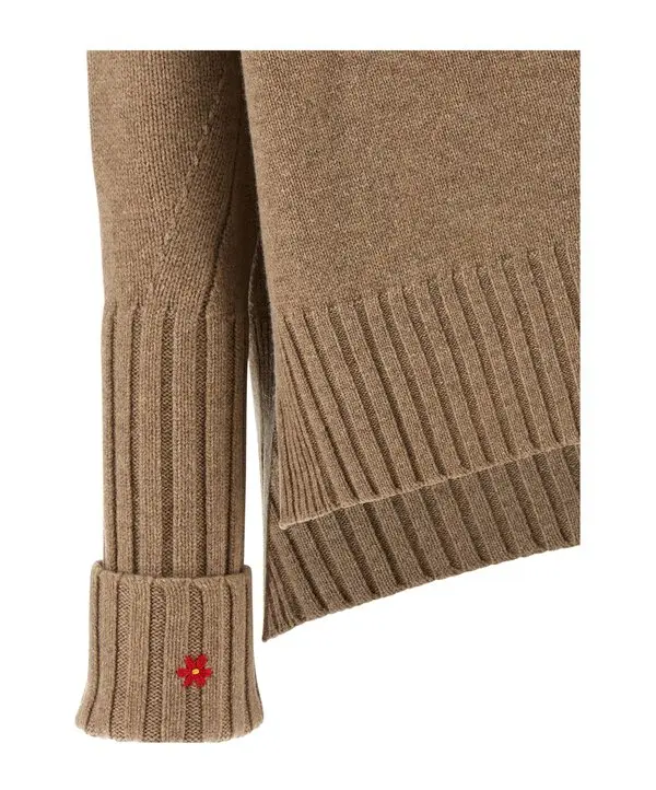 Tory Burch Crewneck Knitted Jumper With Embroidered Side Slits