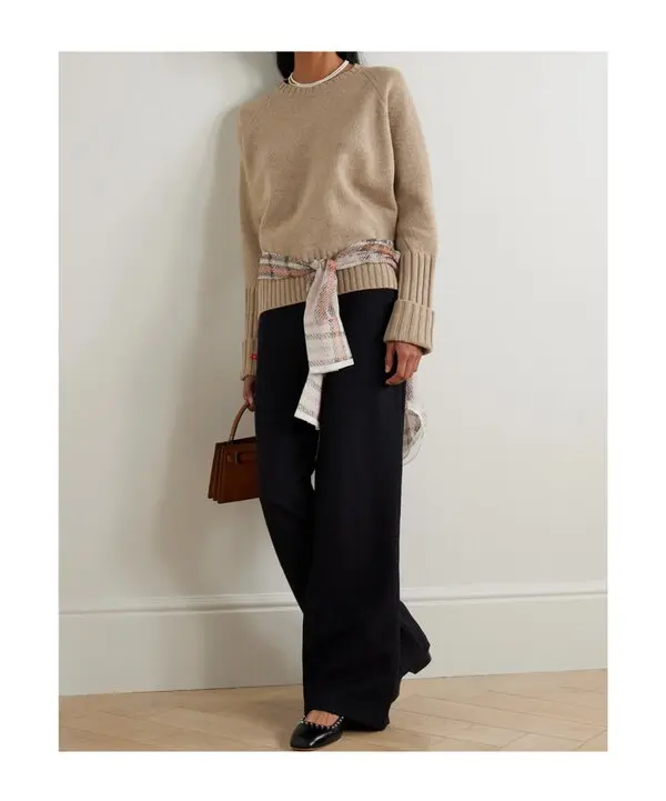 Tory Burch Crewneck Knitted Jumper With Embroidered Side Slits