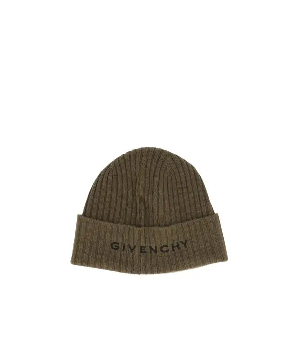 Givenchy Ribbed Logo Beanie - Brown