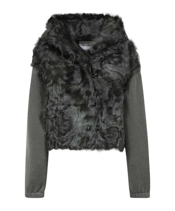 YVES SALOMON Curly Fur Hooded Jacket