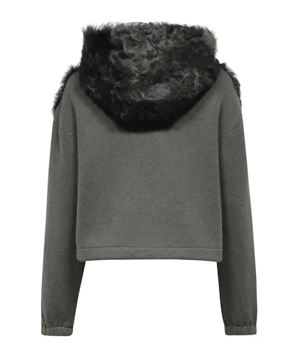 YVES SALOMON Curly Fur Hooded Jacket