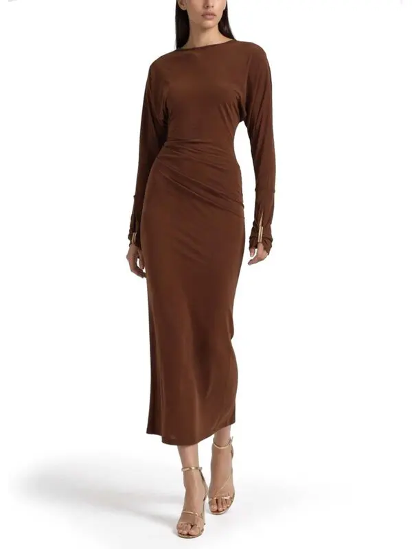Max Mara Ruched Boat-neck Long Sleeve Dress - No