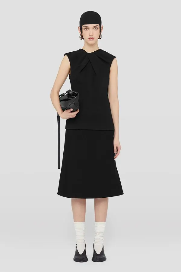 JIL SANDER Draped Neck Sleeveless Satin Top