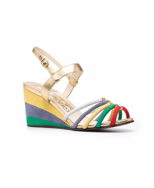FERRAGAMO Laila Colorblock Wedge Sandals