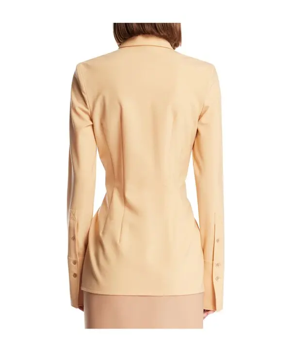MUGLER Button-up Fitted Shirt - Nude