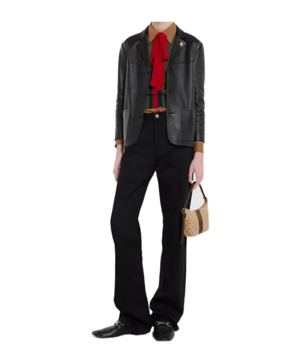 Gucci Leather Jacket With Interlocking G Buttons